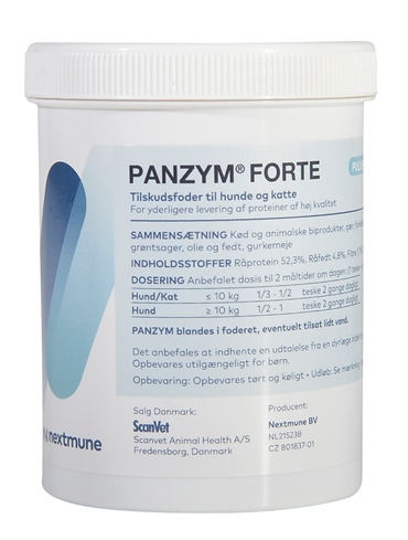 Panzym Pulver 200 g. Fodertilskud til hunde og katte.